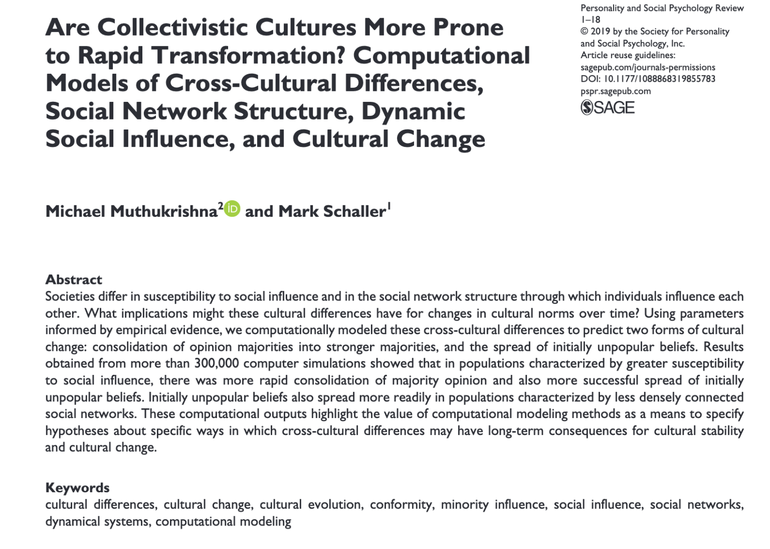 Are Collectivist Cultures More Prone to Rapid Transformation? at the ...